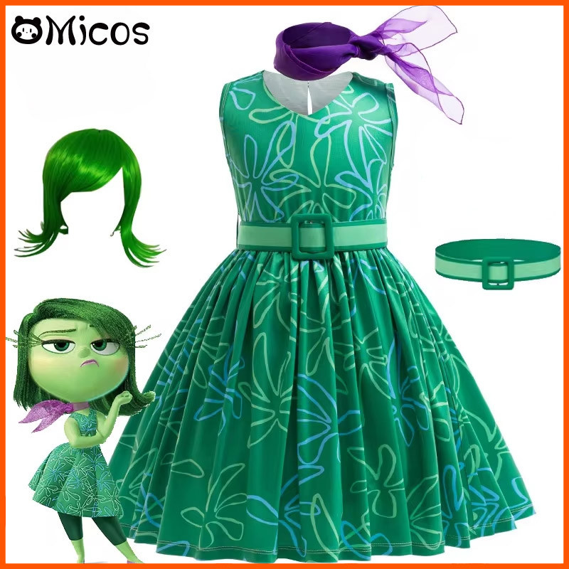 Filme Disgust Cosplay Costume Kids Cartoon Flower Princess Dress + Belt ...