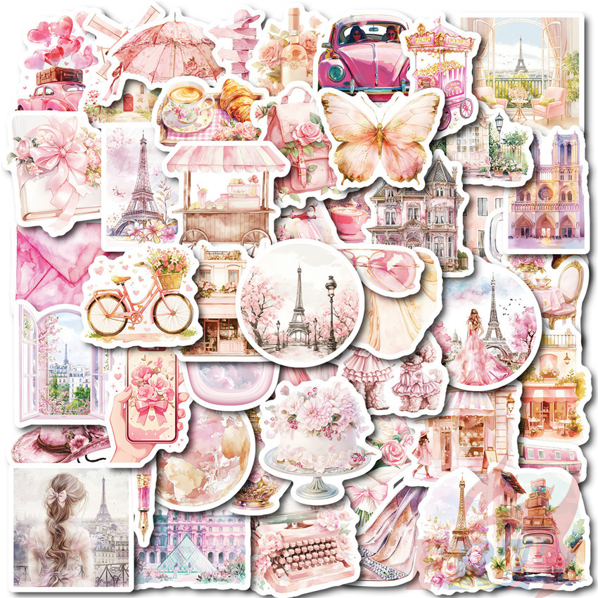 Adesivos Rosa Românticos Paris Série 01 50Pcs/Set DIY Moda De ...