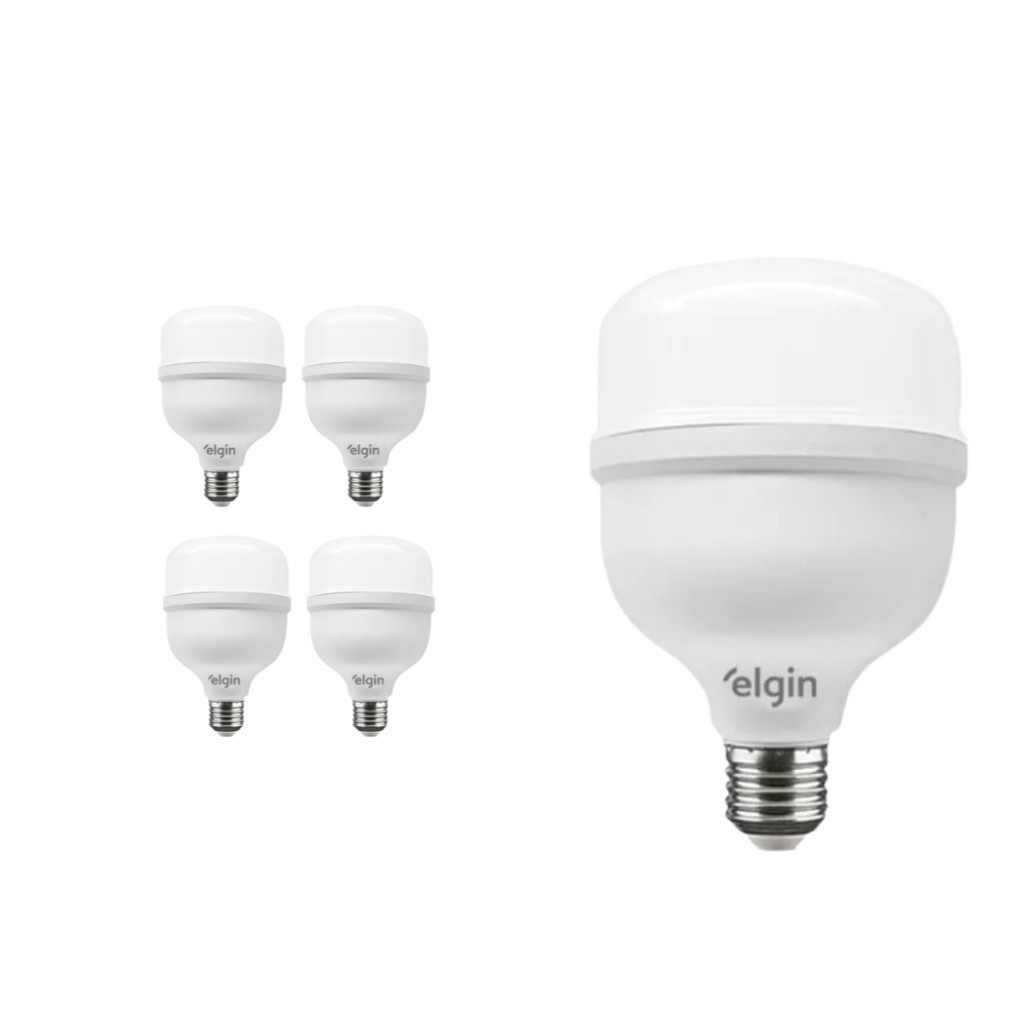 Kit Com 5 Lâmpadas Bulbo Led 30W Bivolt 6500K Elgin | Shopee Brasil
