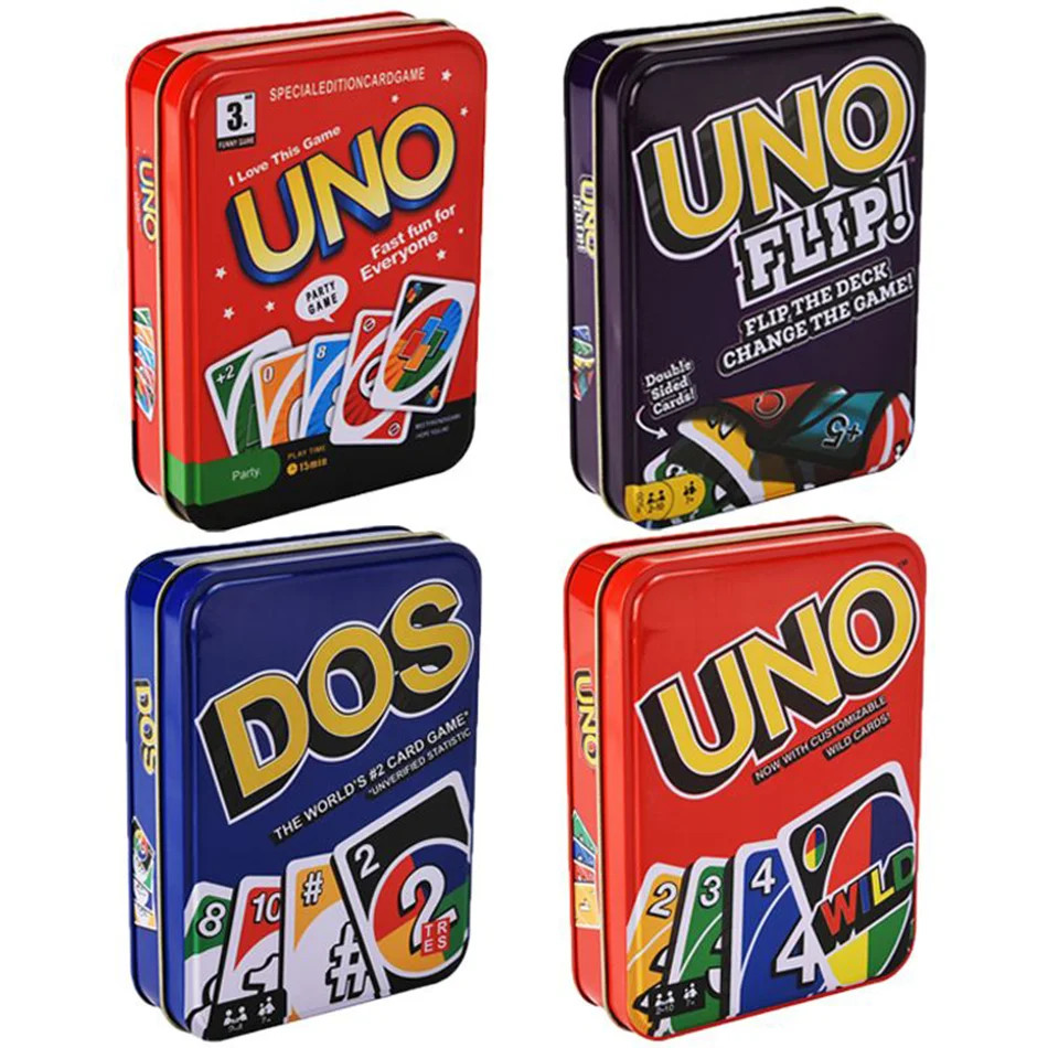 Mattel UNO DOS FLIP ! Caixa De Lata Família Jogo De Cartas ...