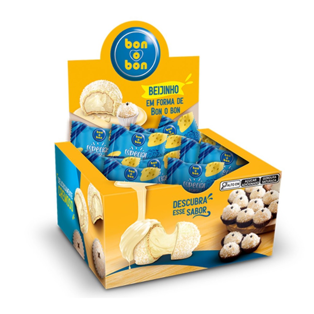 Bombom Wafer Bon o Bon Beijinho 300g Com 20 un de 15g | Shopee Brasil