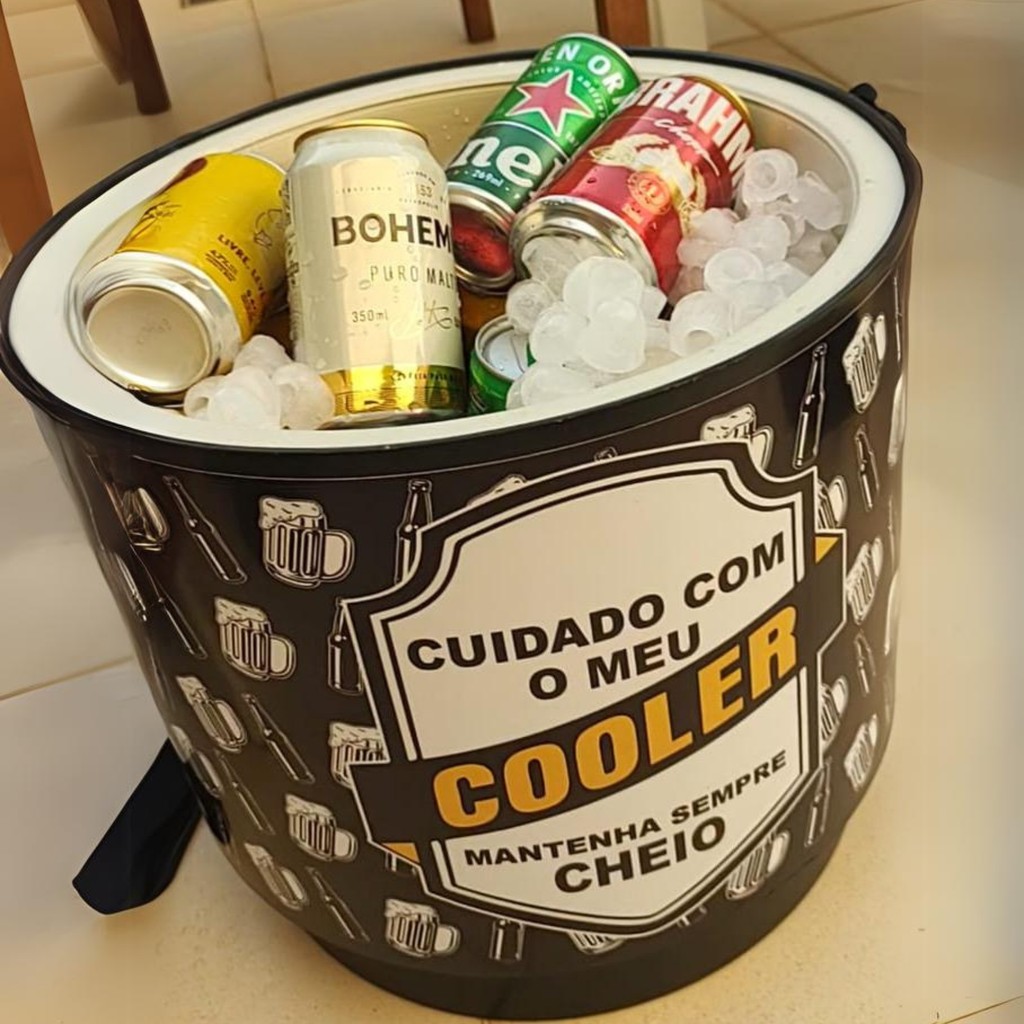 Cooler Térmico Grande Personalizado Lata de Cerveja Caixa Redondo para ...