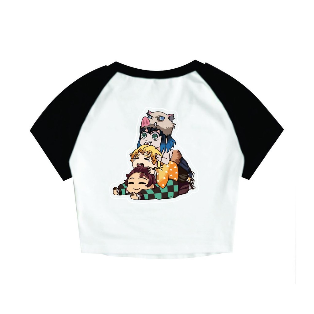 Cropped Raglan Feminino Tumblr blogueira Demon Slayer/Kimetsu no Yaiba ...