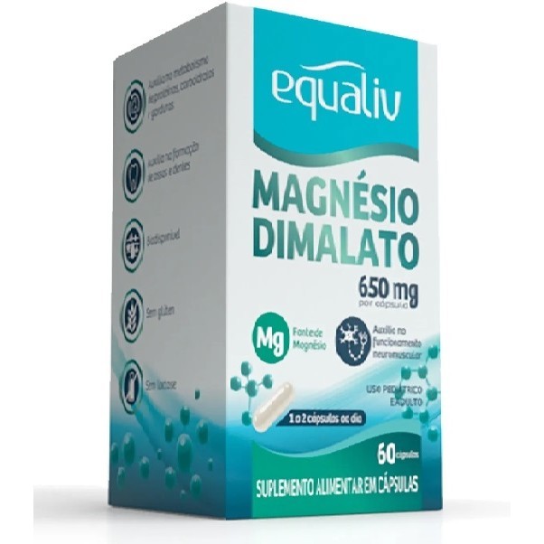 Suplemento Magnesio Dimalato Com 60 Cps - Equaliv | Shopee Brasil