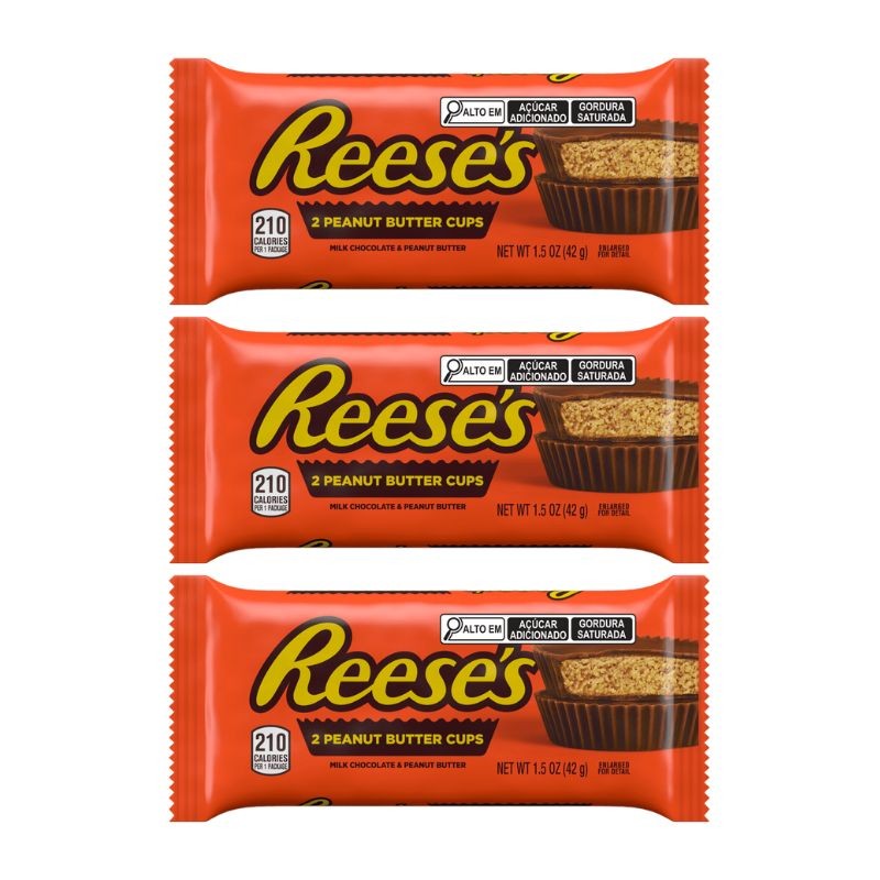 Kit 3 Reeses Chocolate ao Leite com Manteiga de Amendoin Reese's Two Cup 42g | Shopee Brasil