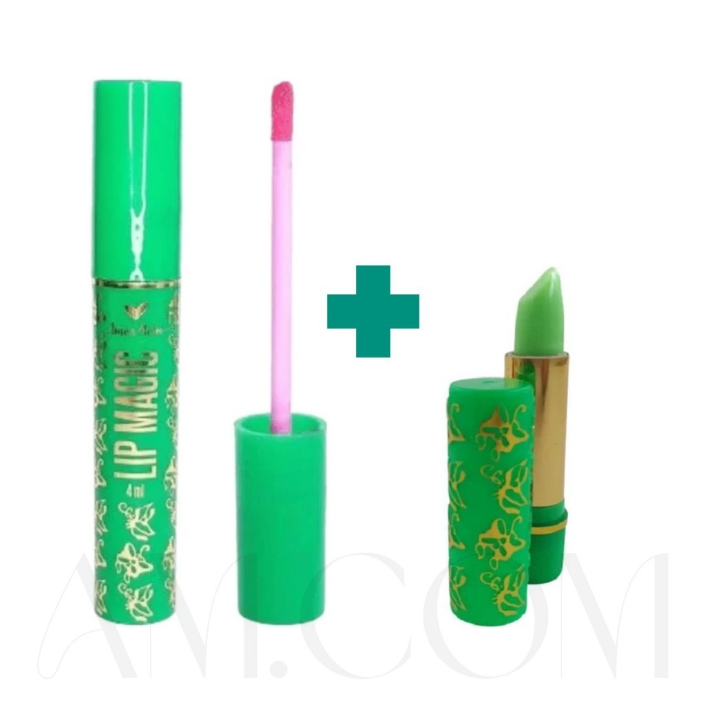Kit Gloss Labial Lip Magic e Batom Magico Verde | Shopee Brasil