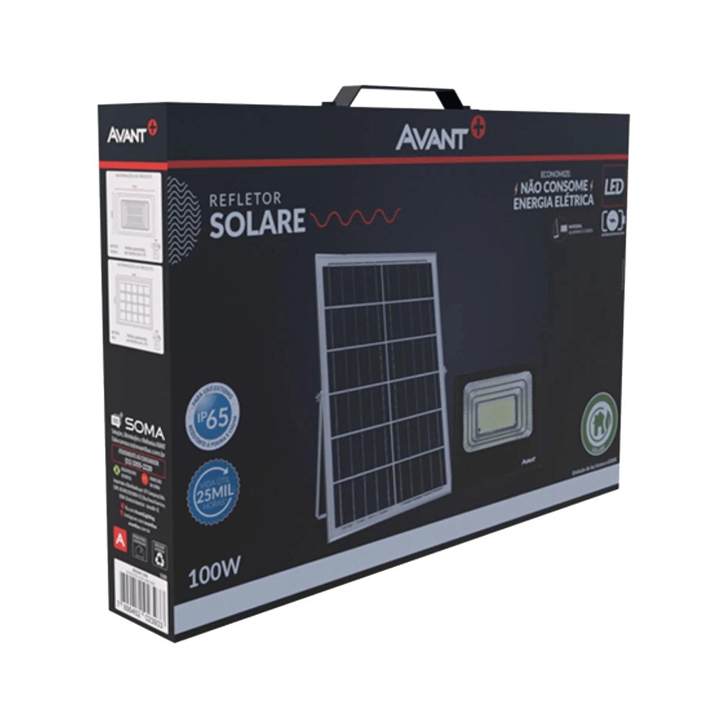 Refletor Avant Solar Com Sensor De Presença 60W Luz Fria 6500K ...
