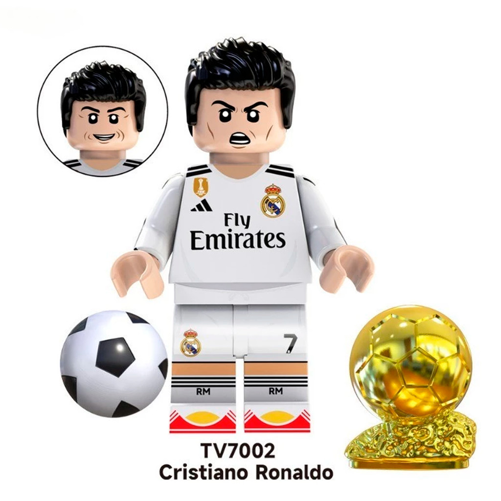 Boneco lego Cristiano Ronaldo Real Madrid + bola de ouro | Shopee Brasil