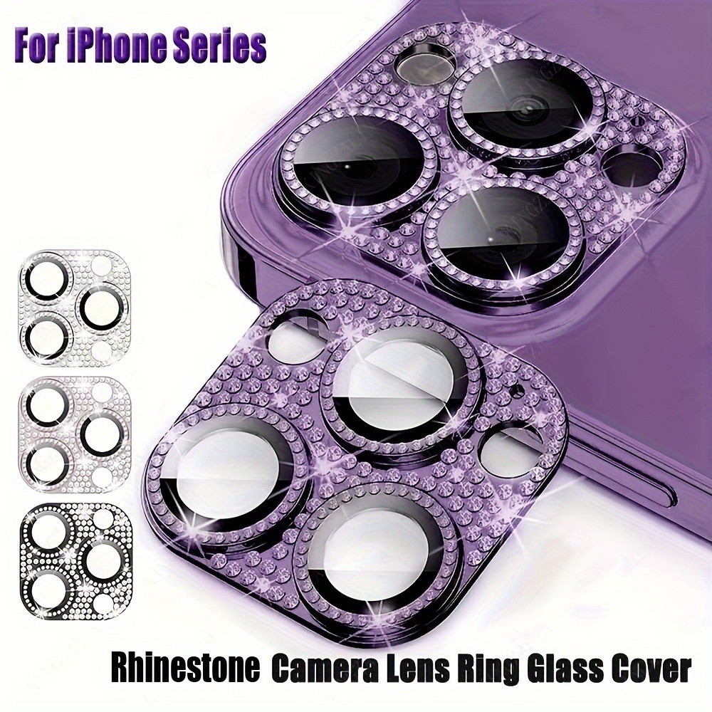 Lente de proteção de câmera Bling Glitter para 15 14 Pro Max 14 Plus 13 ...