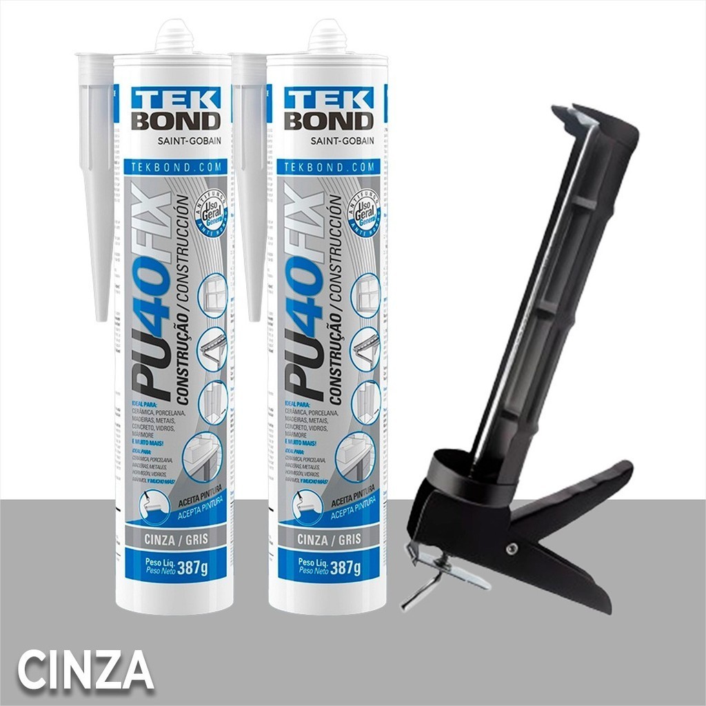 Cola Fixa Adesivo Cuba Pu 40 Granitos 387g Kit 2 + Aplicador | Shopee Brasil