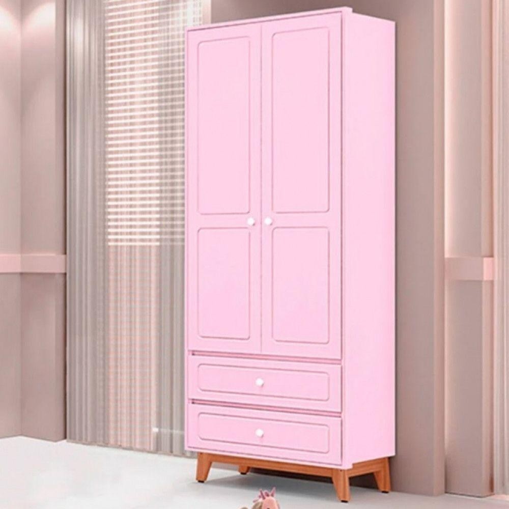 Guarda-roupa Infantil Kevin 2 Portas 2 Gavetas Mdf Tuboarte Rosa ...