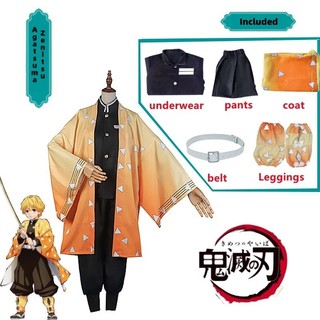 Demon Slayer Cosplay Costume Play Halloween Party Agatsuma Zenitsu ...