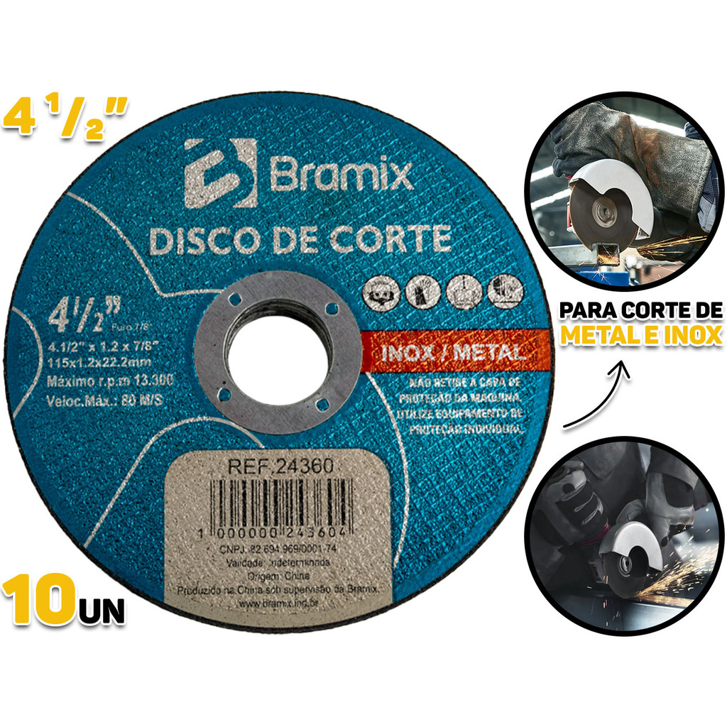 Kit 10 Discos De Corte Fino Inox Para Lixadeira Esmerilhadeira ...