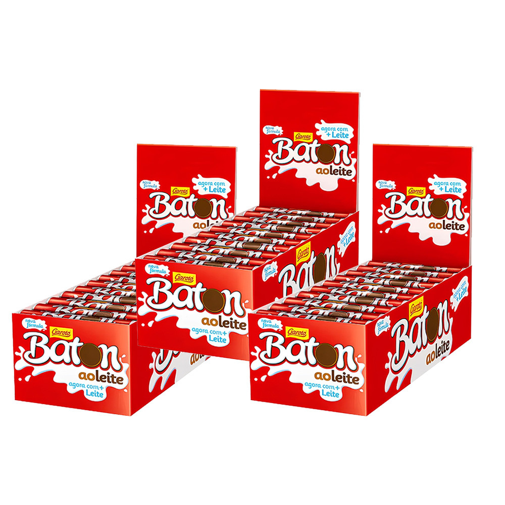 Kit 3 Display Chocolate Baton Garoto Ao Leite com 30Un 16g | Shopee Brasil
