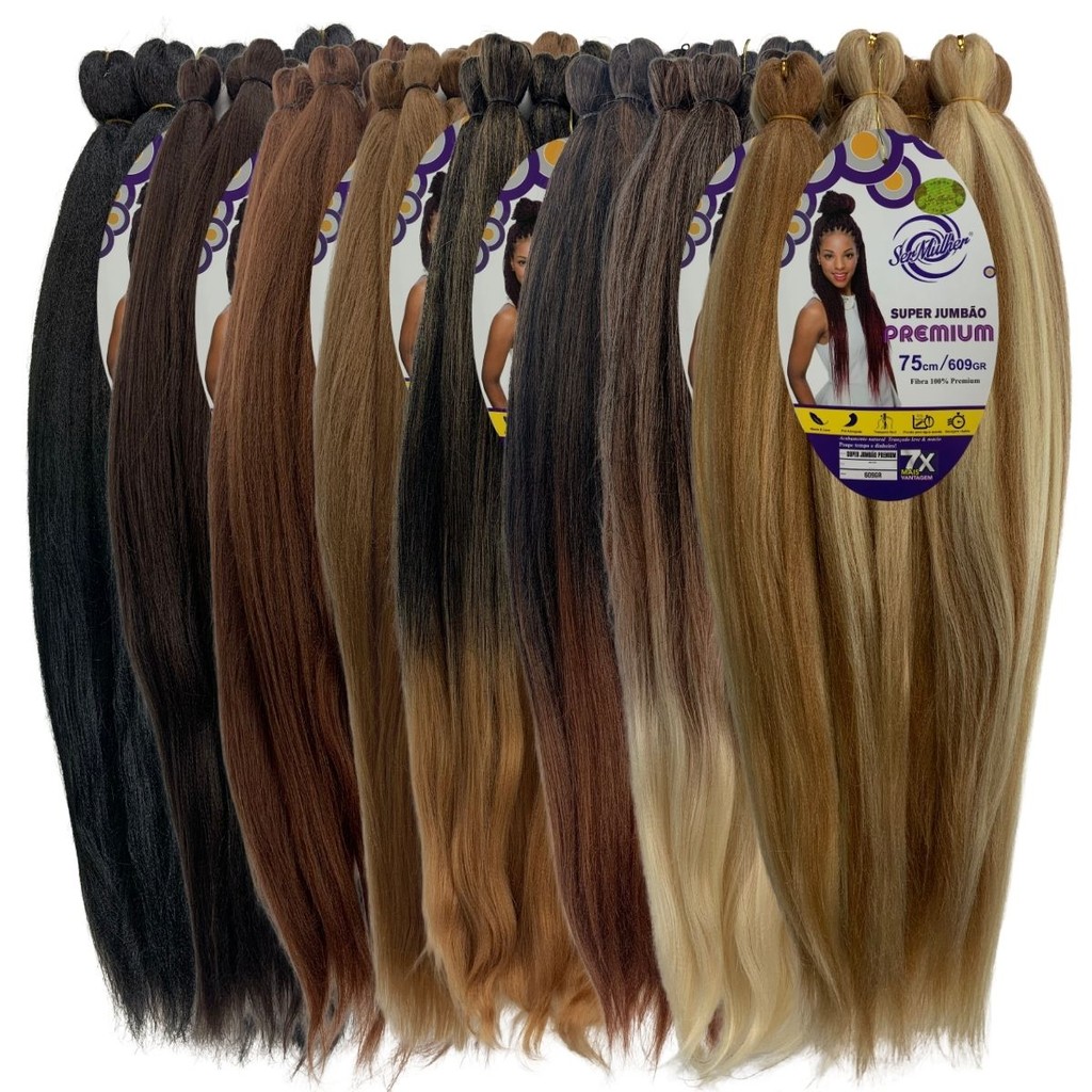 Jumbo Premium Ser Mulher 609 g Cabelo Para Tranças Box Braids 75 cm ...