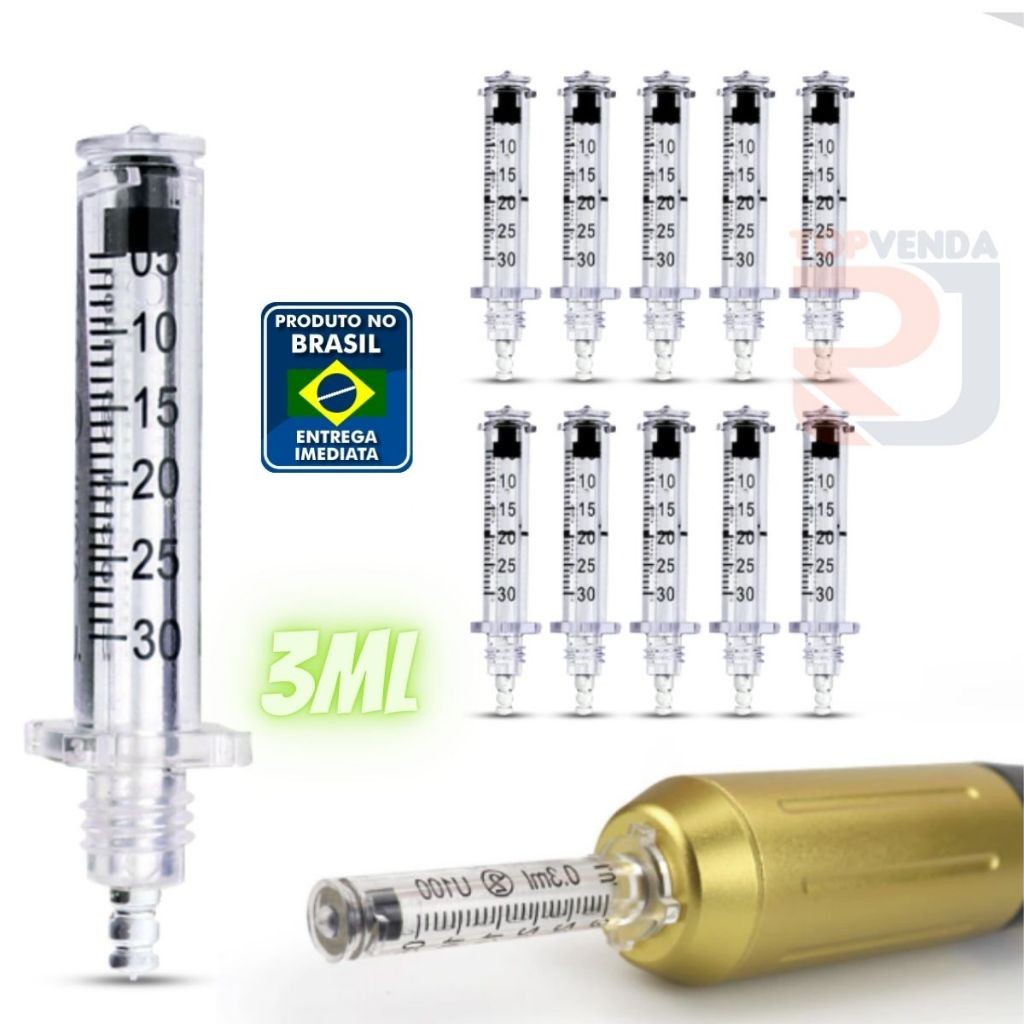 10 Unid. Seringa Para caneta Pressurizada Hyaluron Pen Intraderme 0.3ml | Shopee Brasil