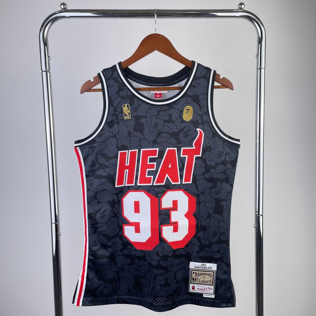 Bape x M&Colete N Joint: Heat Team Preto No. 93 Colete sem mangas NBA ...