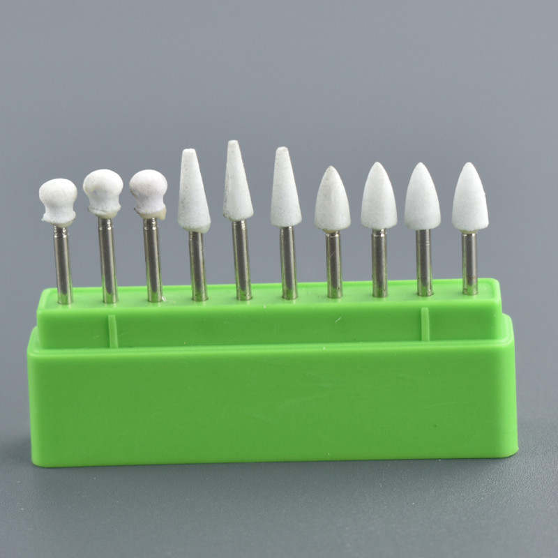 10 Peças Brocas De Polimento De Pedra Branca FG Burs Cone/Chama/Forma ...