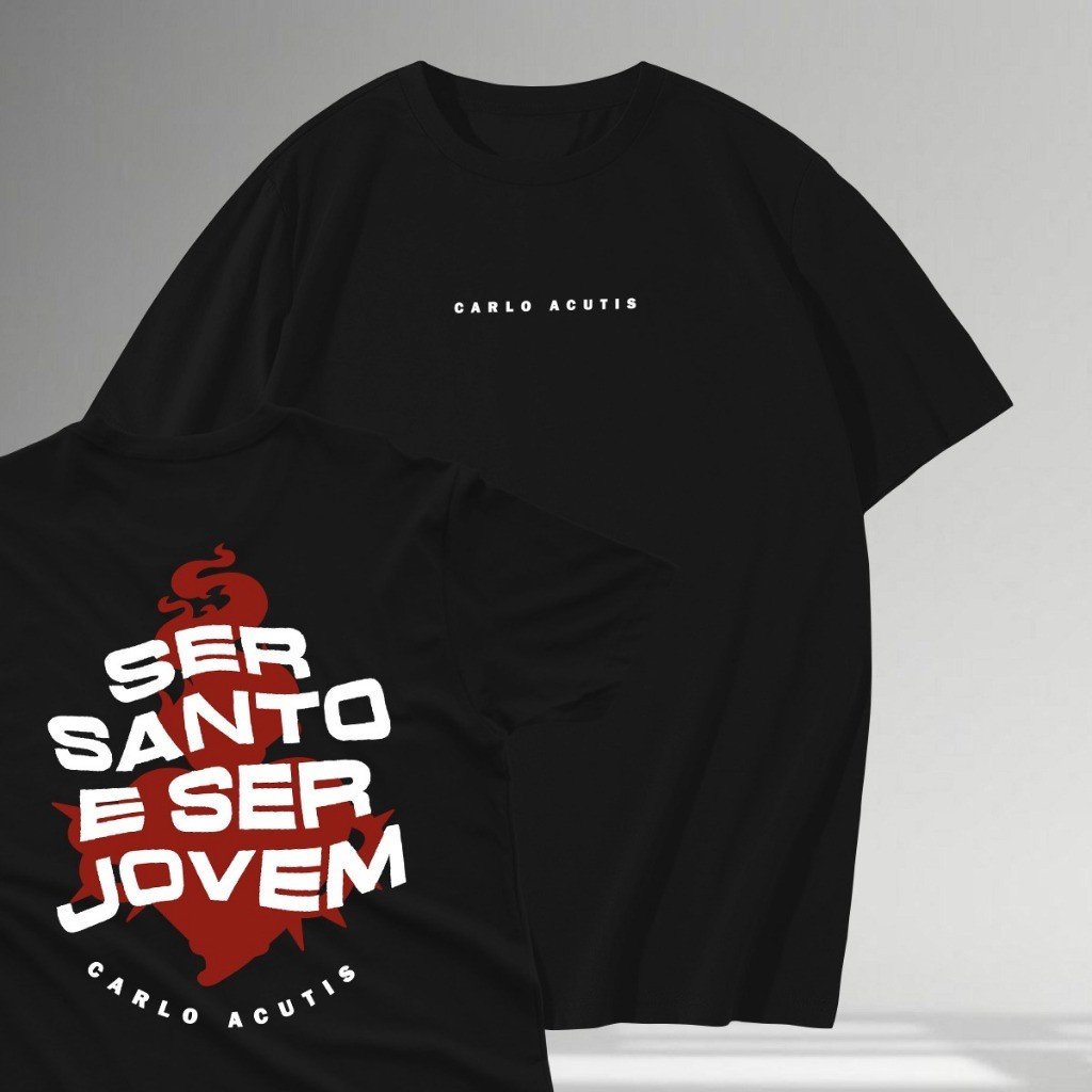 Camiseta Religiosa T-Shirt Ser Santo e Ser Jovem Cristã 100% Algodão ...