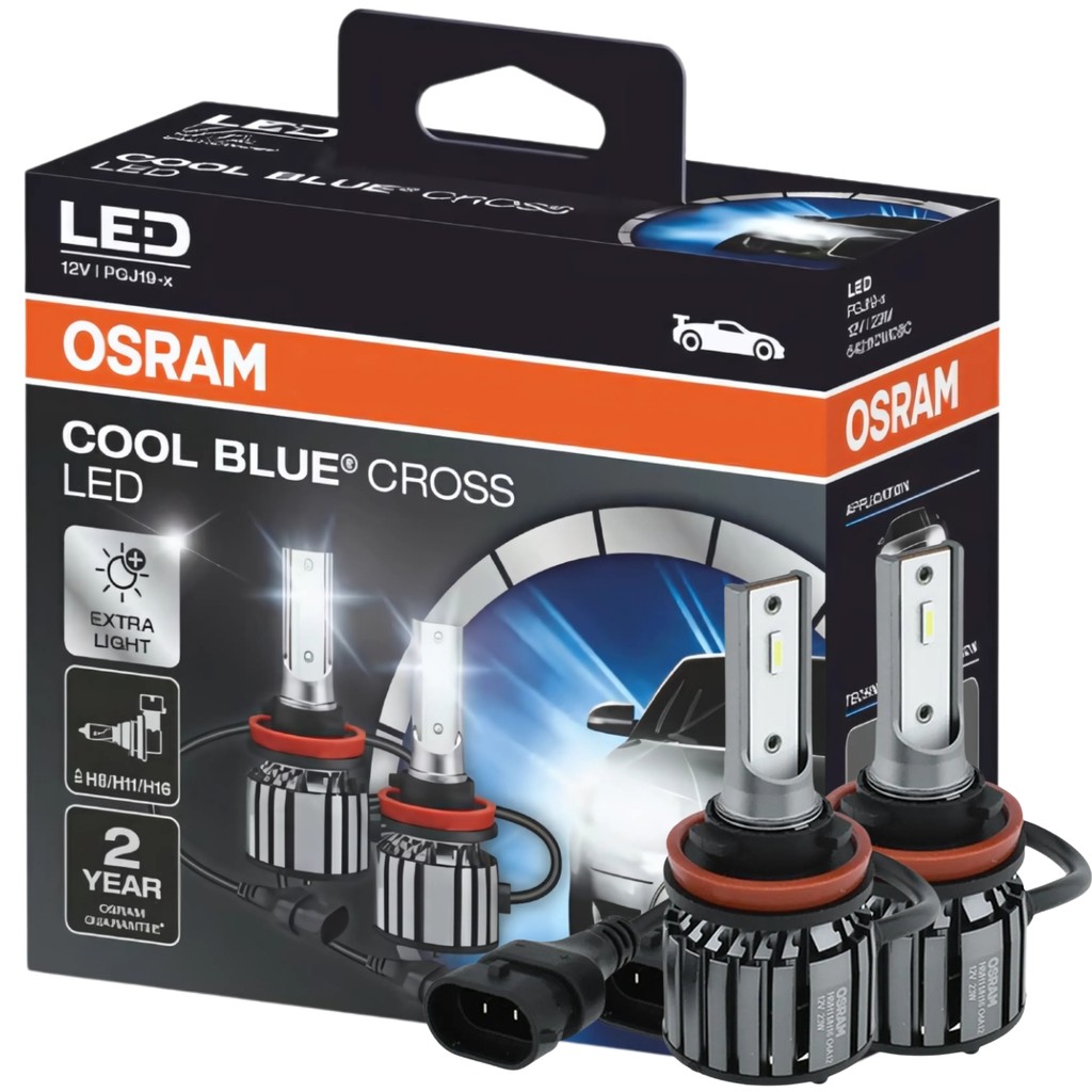 Lâmpada LED Osram H8 H11 H16 23W 12V Cool Blue Cross Par Luz Branca ...