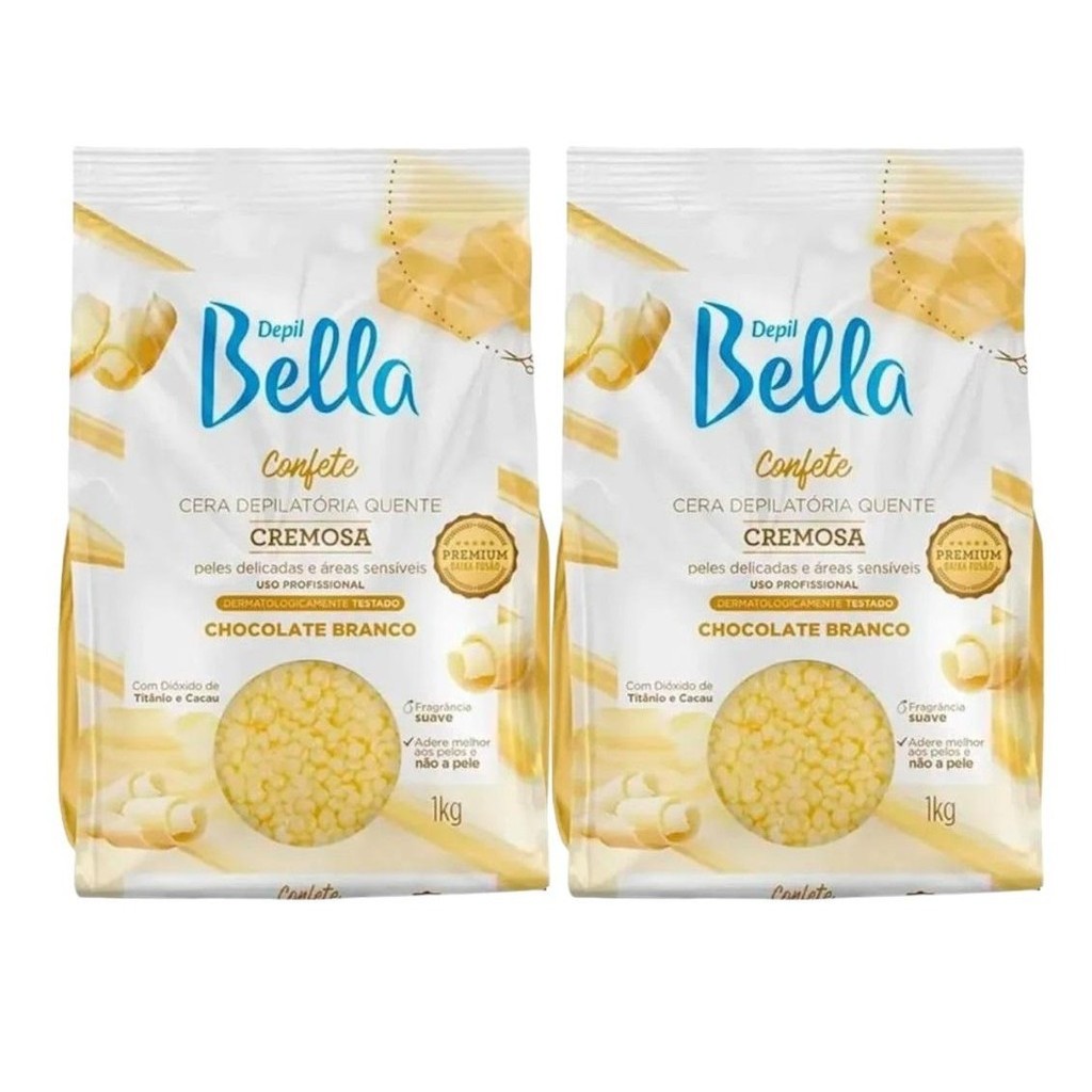 Kit Depil Bella Cera Chocolate Branco C/2 Pacotes De 1Kg Cd | Shopee Brasil