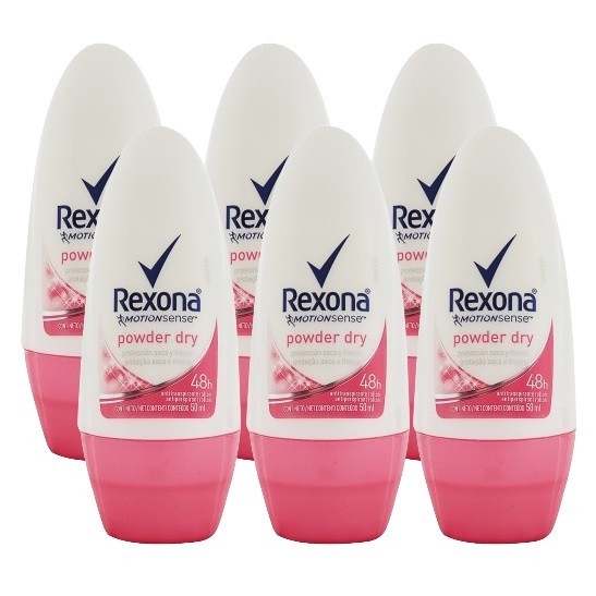 kit 6 Desodorante Roll-On Rexona Powder Dry Femino 48h 50ml | Shopee Brasil