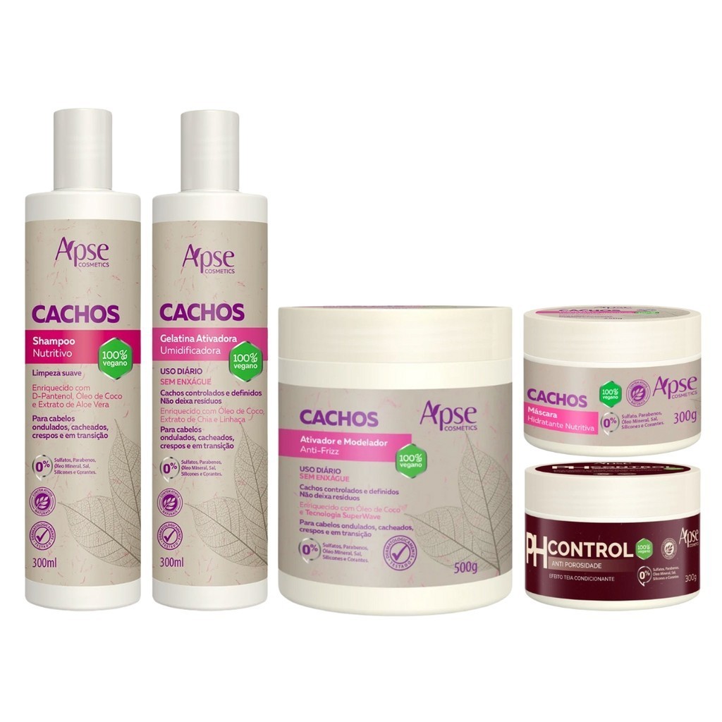 Kit Apse Cachos Shampoo Gelatina Ativador Mascara Ph Control | Shopee Brasil