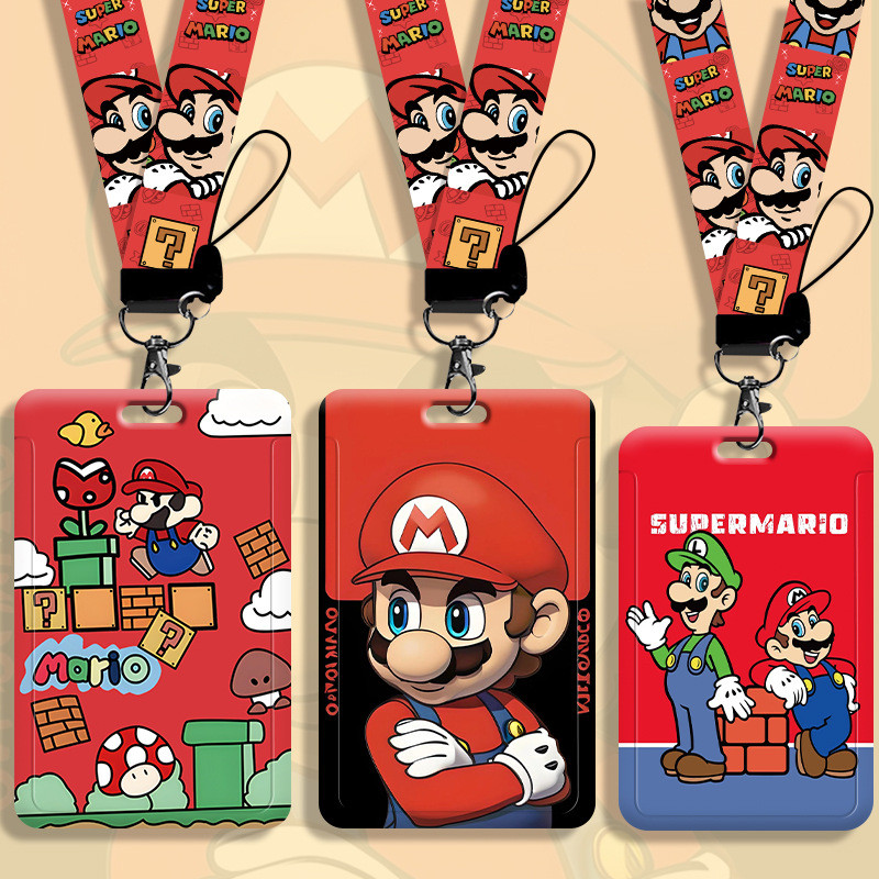 2024 Novo estilo Anime Super Mario Slide Card Holder Cute Mario ABS ...