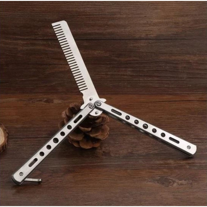 Canivete Butterfly Folding Com Pente Sem Fio Inox Para Treinos ...