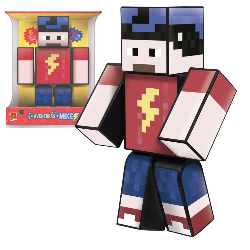 Boneco Aventuras de Mike 25cm Youtuber Articulado Gamer Skin Stremears ...