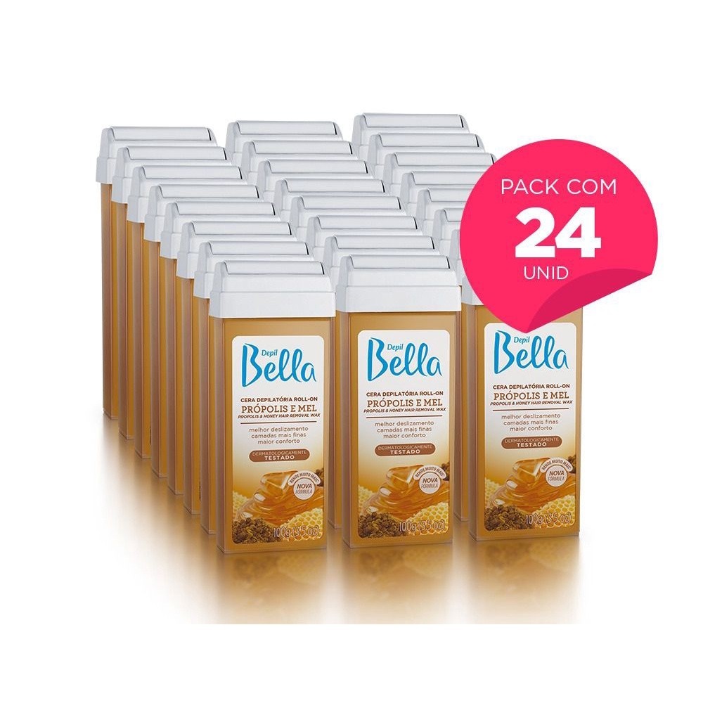 Kit com 24 Refil Cera Depilatória Roll-On Própolis e Mel 100g Depil ...