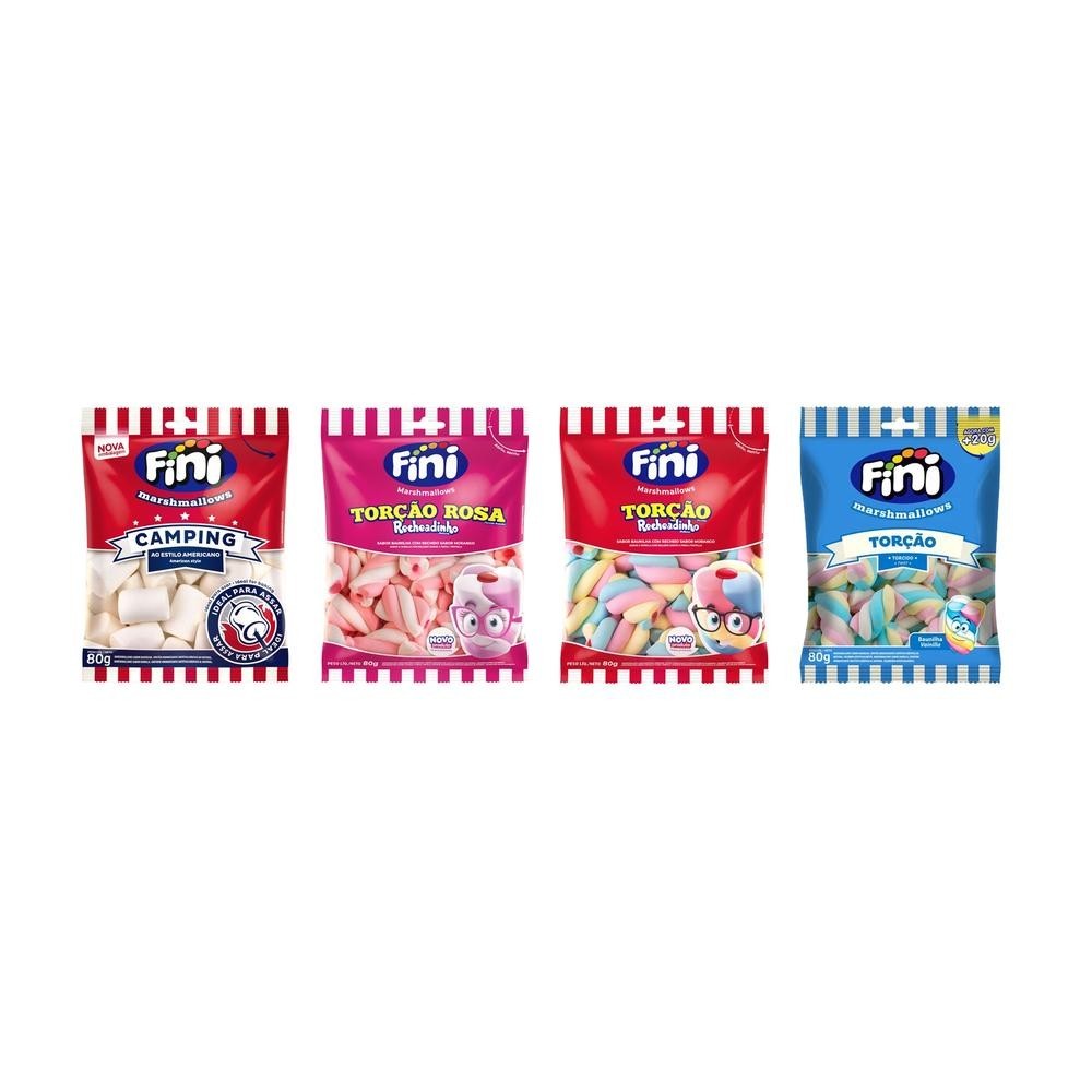 Marshmallow Fini Sabores Pack 4x 80g | Shopee Brasil