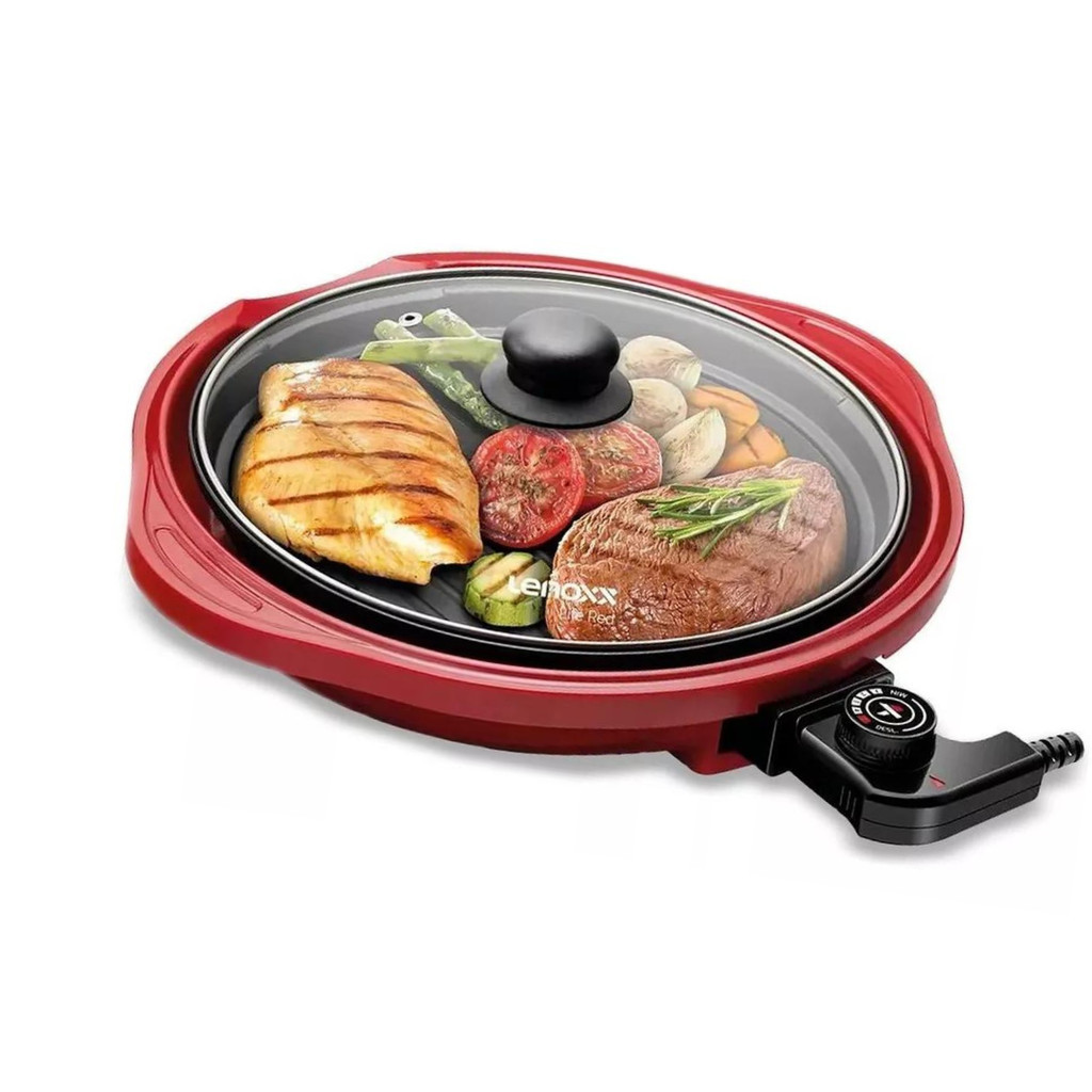 Panela Elétrica Grill Antiaderente Multifuncional Life Red Lenoxx 220v ...