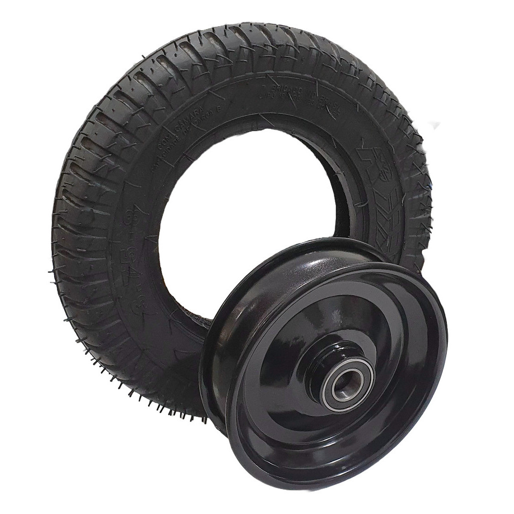 Jogo Pneu 375-8 + Roda Aro 8 C/ Rolamento Uso Carretinhas | Shopee Brasil