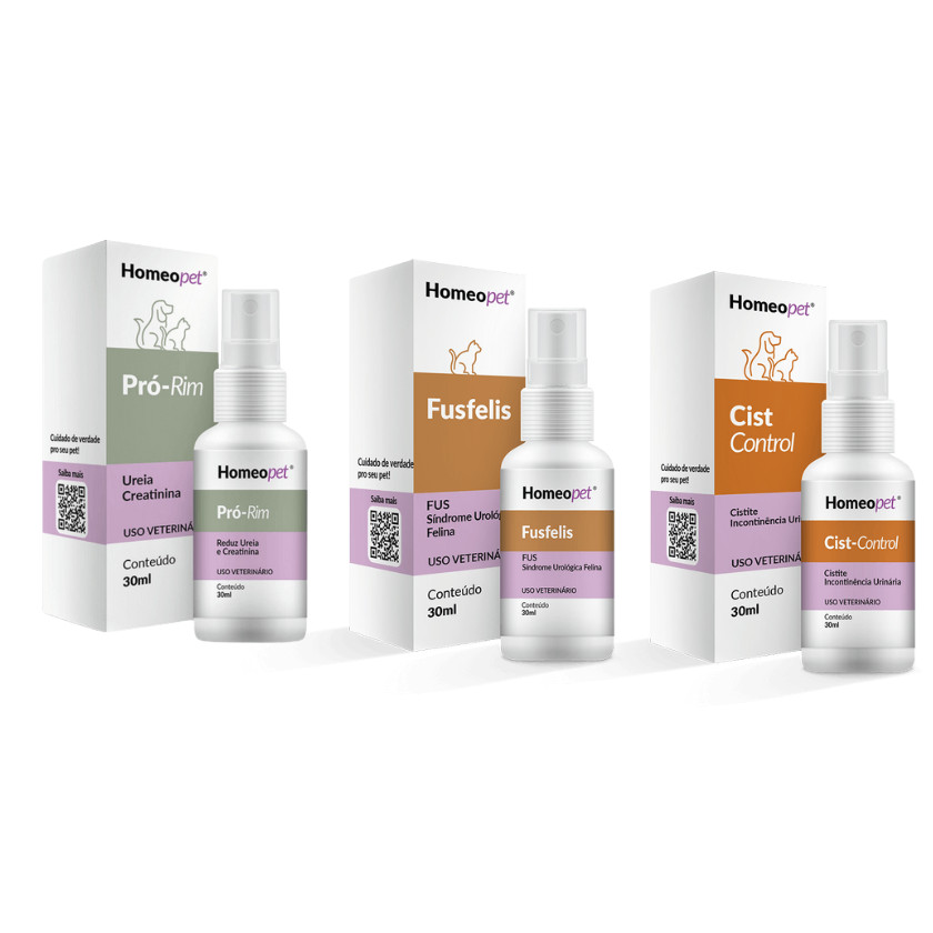 Kit Pró Rim + Fusfelis + Cist Control Cães Gatos Homeopet 30ml | Shopee Brasil