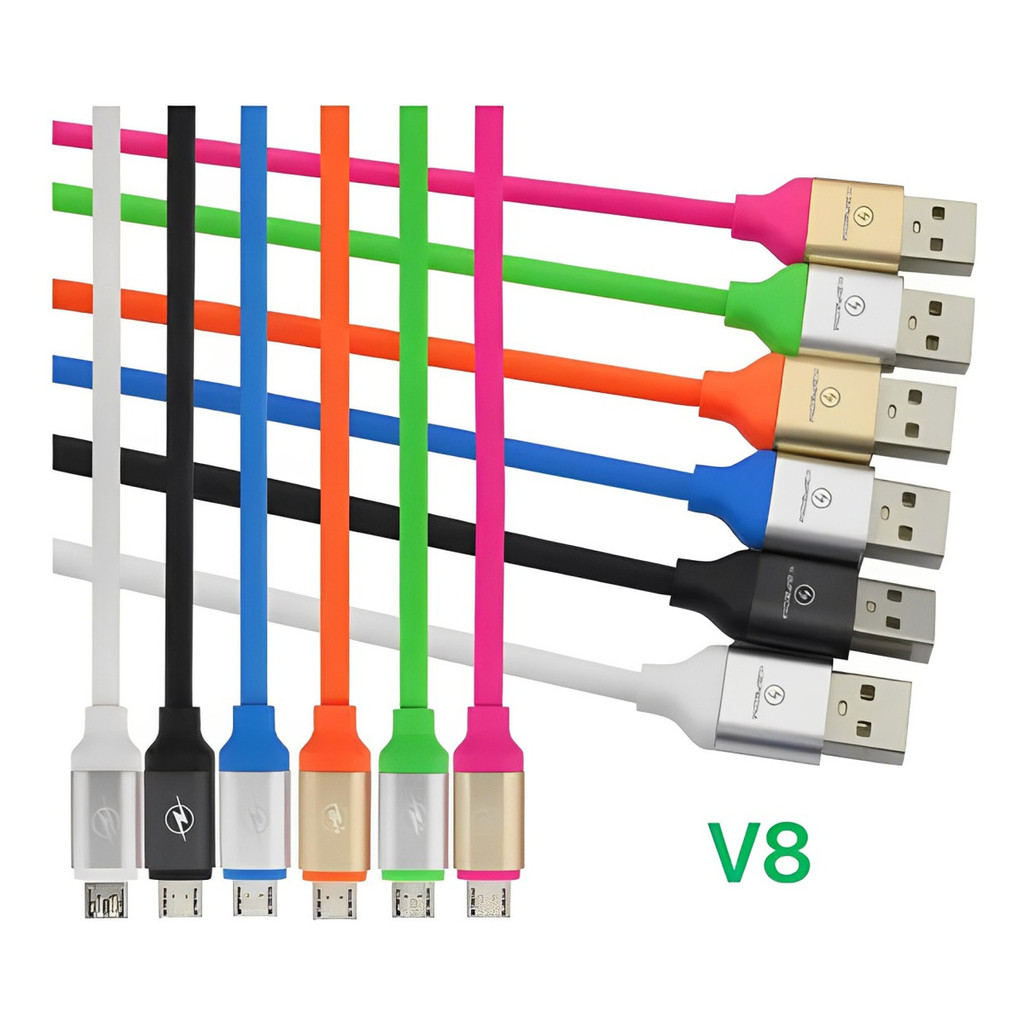 50 Cabos 1,2 Metros Colorido Emborrachado V8 Micro Usb iphone type c ...