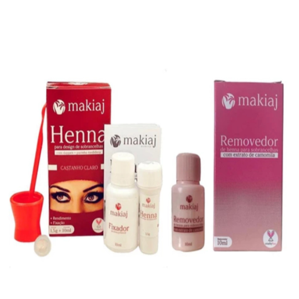 Kit Sobrancelha Makiaj Henna Alta Fixacao Fixador E Removedor Extrato ...