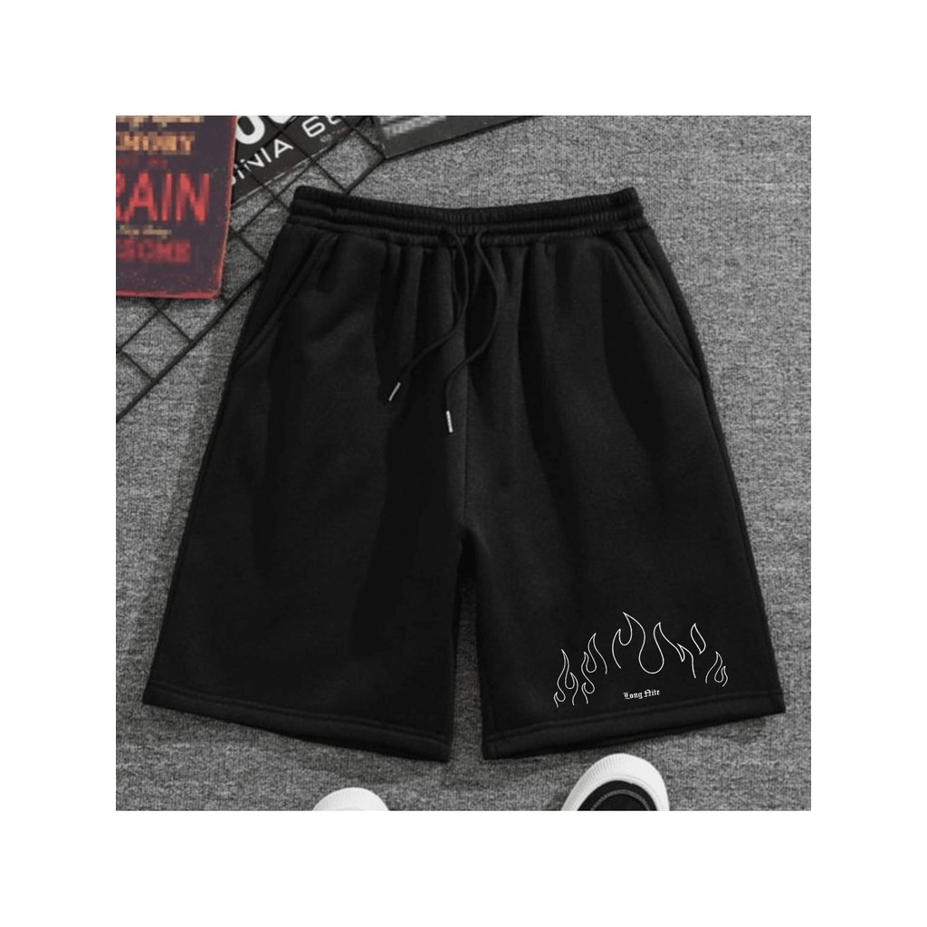 Short Bermuda Moletom Algodão Long Estilo Flanelada Top CHAMAS FOGO ...