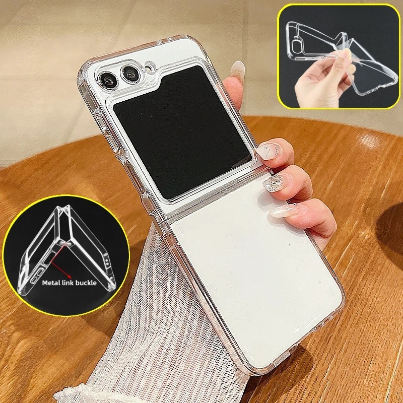 Fivela De Ligação Metálica Transparente Soft TPU Caixa Samsung Z flip 6 ...