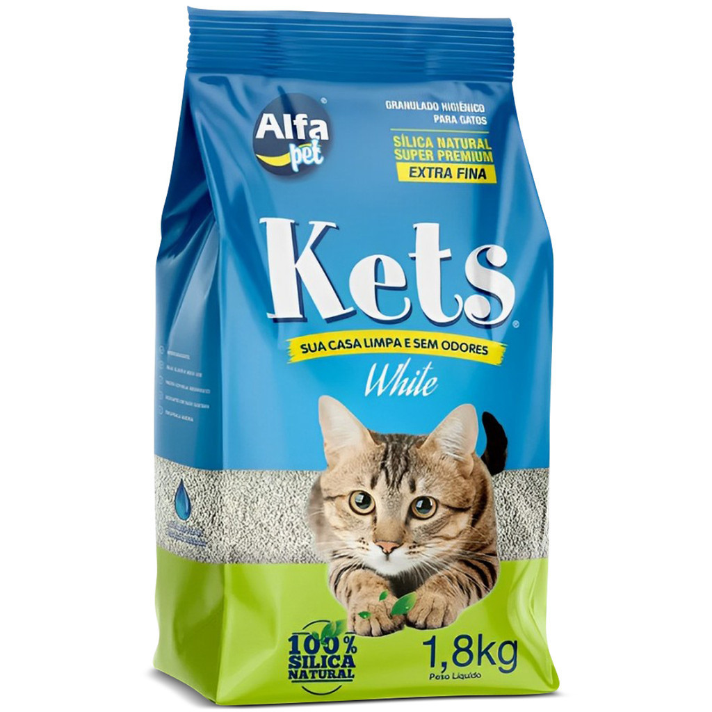 Areia Higiênica Kets White Sensitive Sílica Natural 1,8Kg | Shopee Brasil