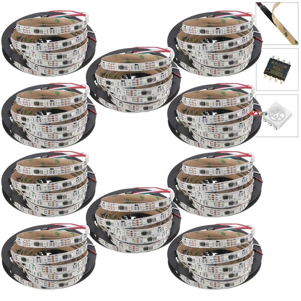 10 Fitas Led Ws2811 5m 300 Leds 12 Volts Branca Ip30 | Shopee Brasil