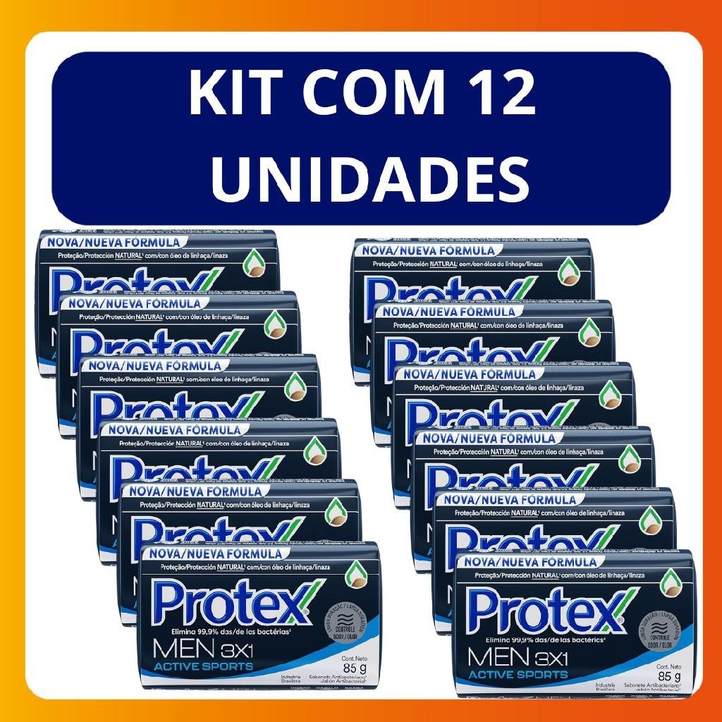 Kit C/12 Unidades Sabonete em Barra Antibacteriano Protex Men 3x1 ...