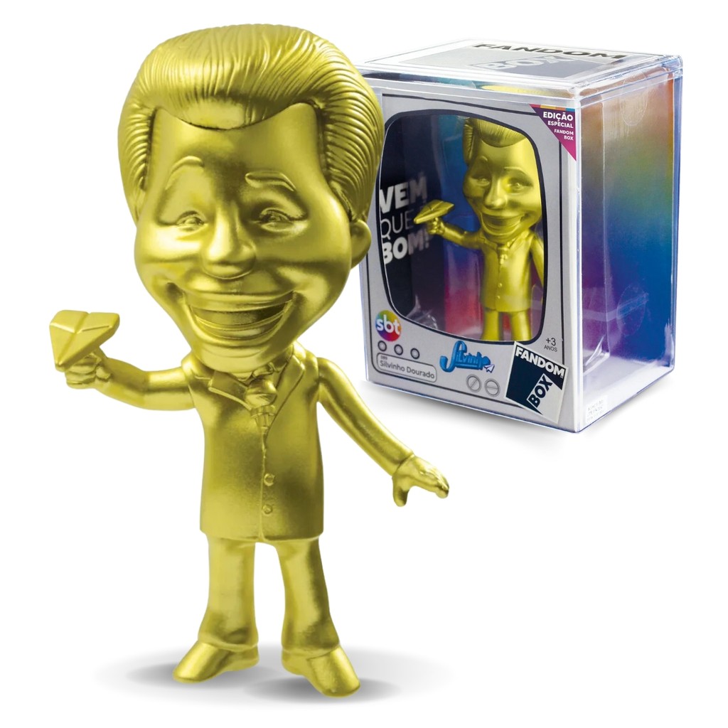 Fandom Box Silvinho Dourado Figura Silvio Santos com Expositor Lider ...