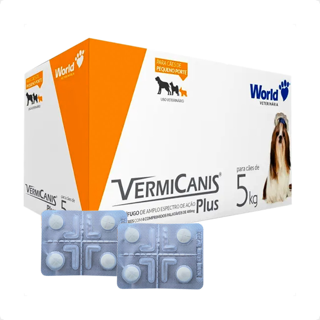 Kit 2 VermiCanis Plus Vermífugo World para Cães de 5Kg - Blíster 4 ...