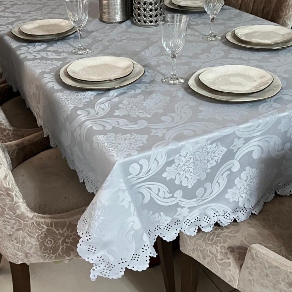 Toalha De Mesa 8 Cadeiras Jacquard Retangular Tecido Grosso CELIA ...