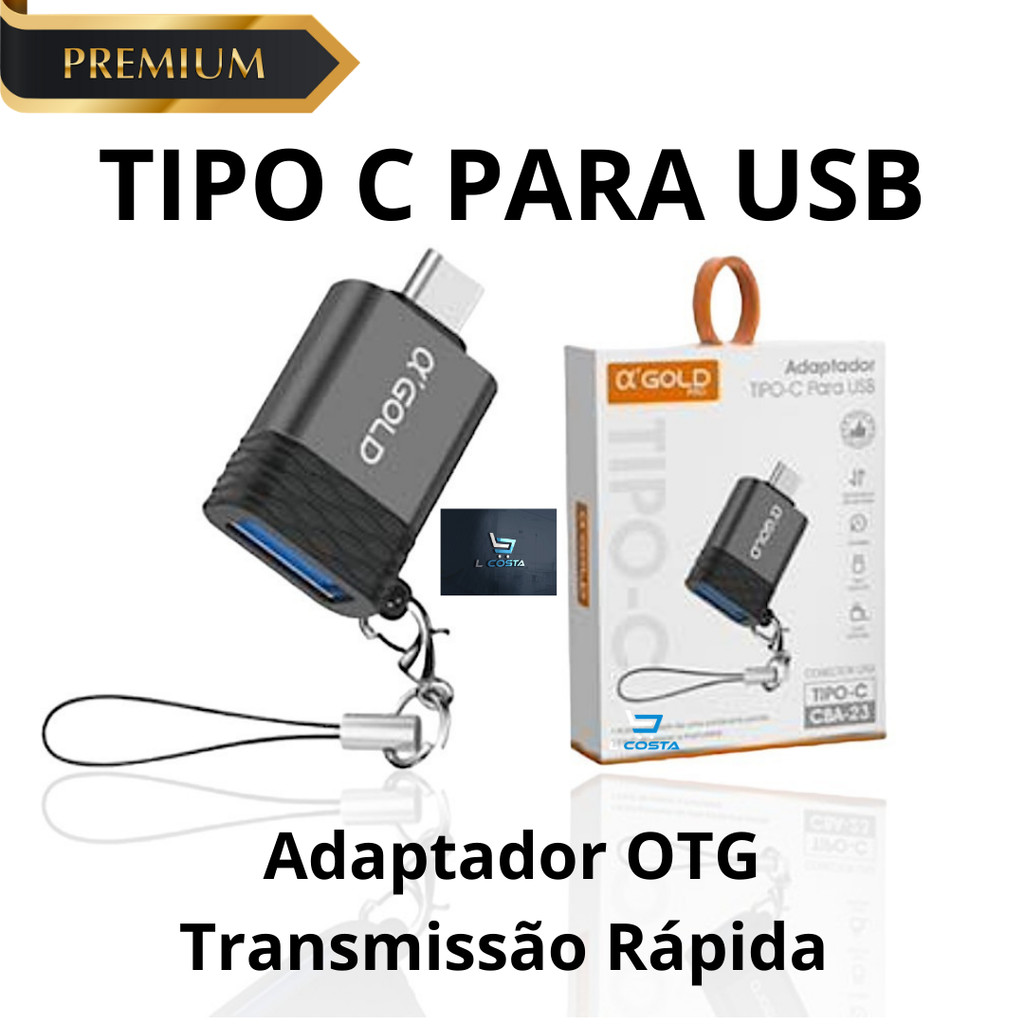 Adaptador OTG USB para Tipo C A´GOLD CBA-22 | Shopee Brasil