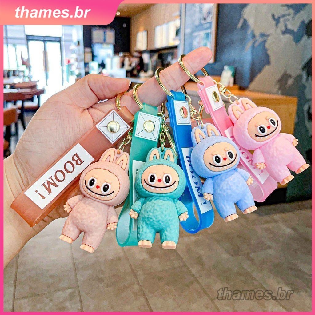 Novo labubu chaveiro bonito dos desenhos animados boneca saco de escola ...