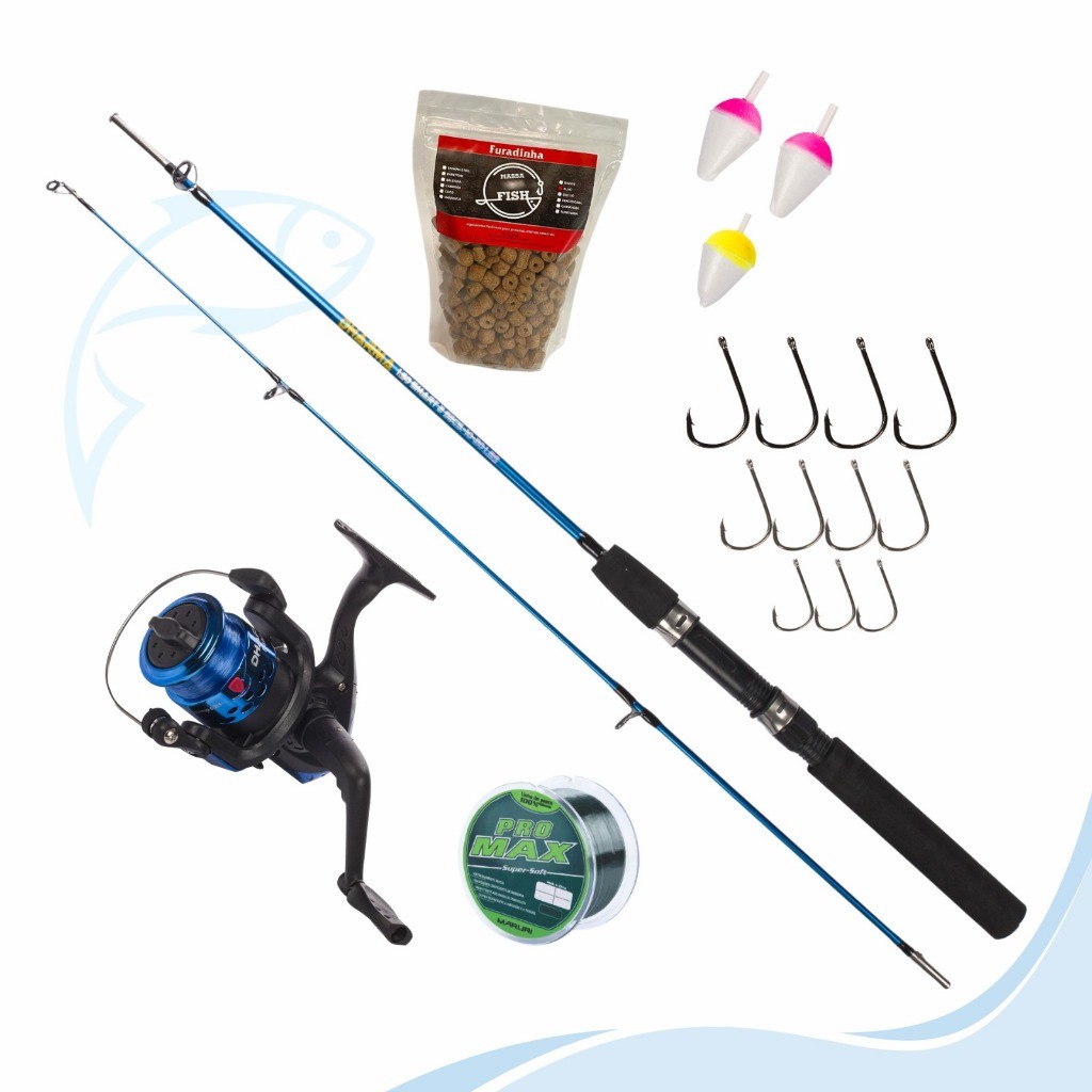 Kit Pesca Dharma Vara 1,50m + Molinete Com Linha + Itens | Shopee Brasil