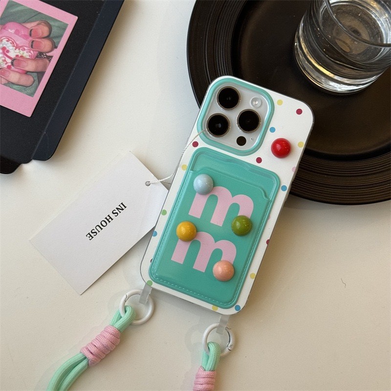Mint Green Fun 3D M & Beans Biscuit Card Bag Adequado Para IPhone 16 ...