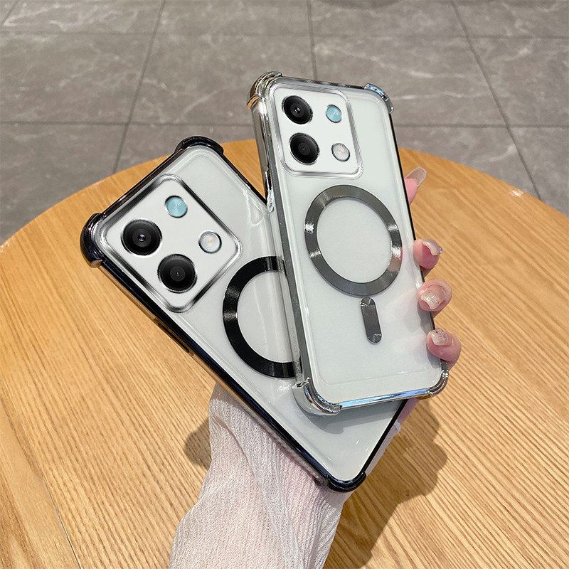 Capa Magnética De Silicone Transparente Para Xiaomi Redmi Note 13 13R 12 11s 10 10S 9 9s Pro ...